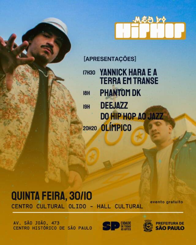 Mês do Hip Hop 2025 ocupa o Centro Cultural Olido com shows gratuitos 🎤 ...